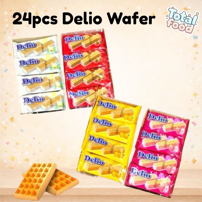Delio Cream Wafer [Chocolate / Strawberry / Milk / Orange] 24pcs x 16g ...