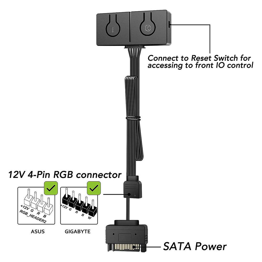 5V/3pin ADD-RGB To 12V/4PIN Adapter with 3-Way Splitter 5V ARGB To 12V ...