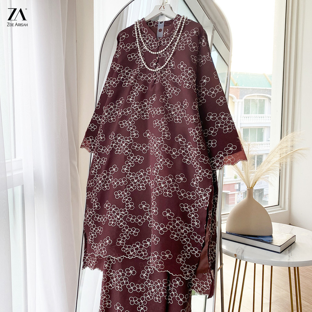 ZOE ARISAH Mutiara Kurung Moden Sulam Premium Textured Full Embroidery ...
