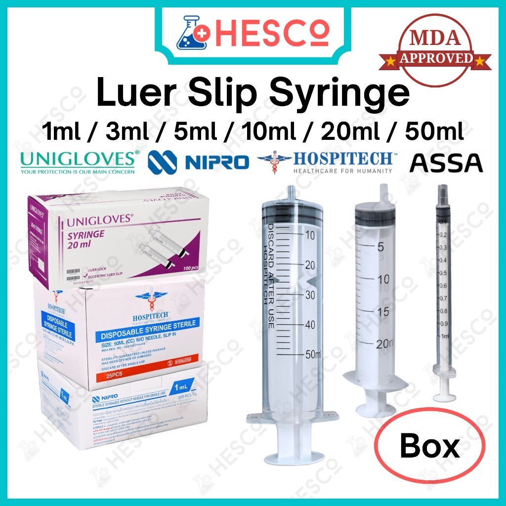 Disposable Syringe Picagari Luer Slip Box — 1ml 3ml 5ml 10ml 20ml 50ml ...