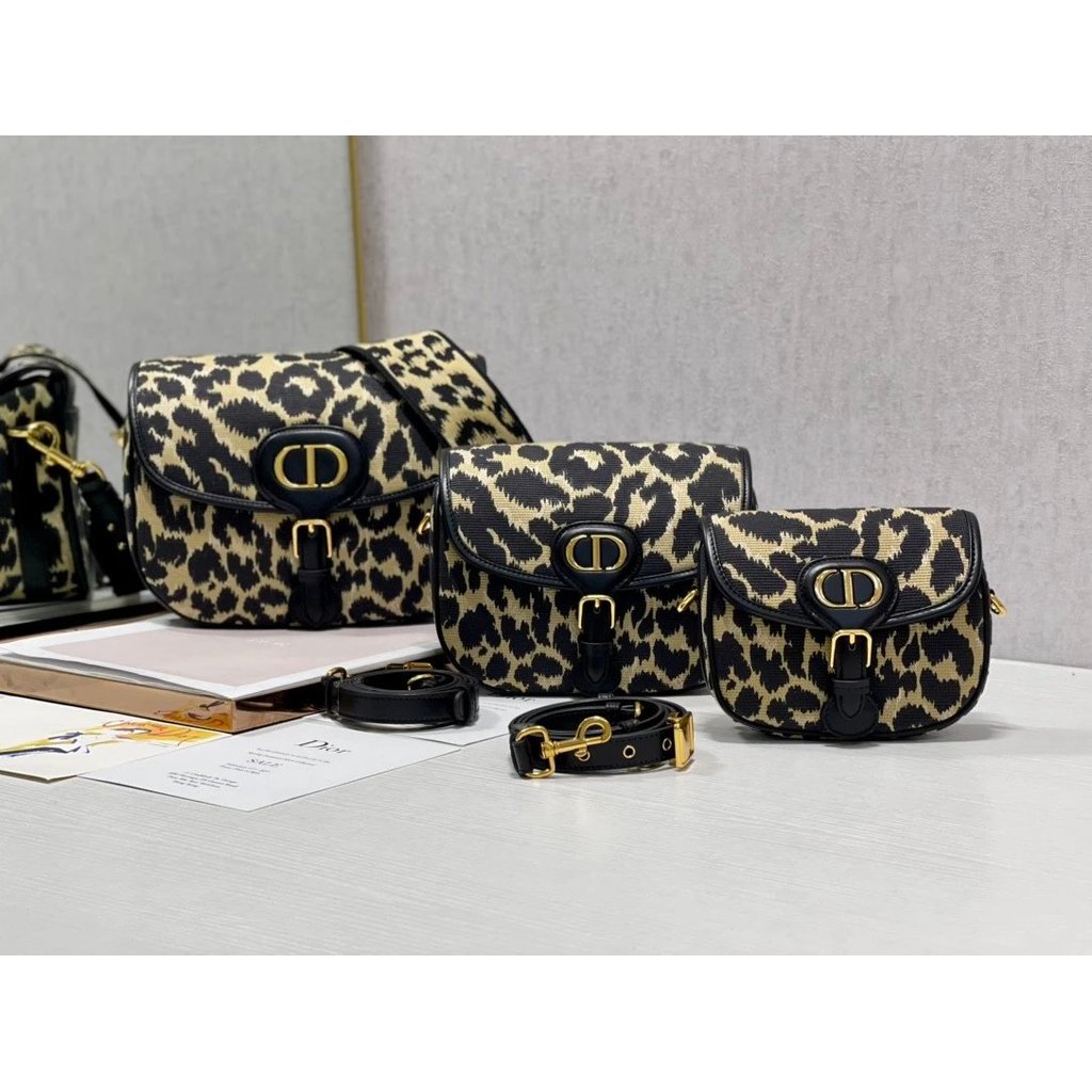 DIOR [Limited Edition] CD Bobby Leopard Print-Saddle Bag Retro Flap ...