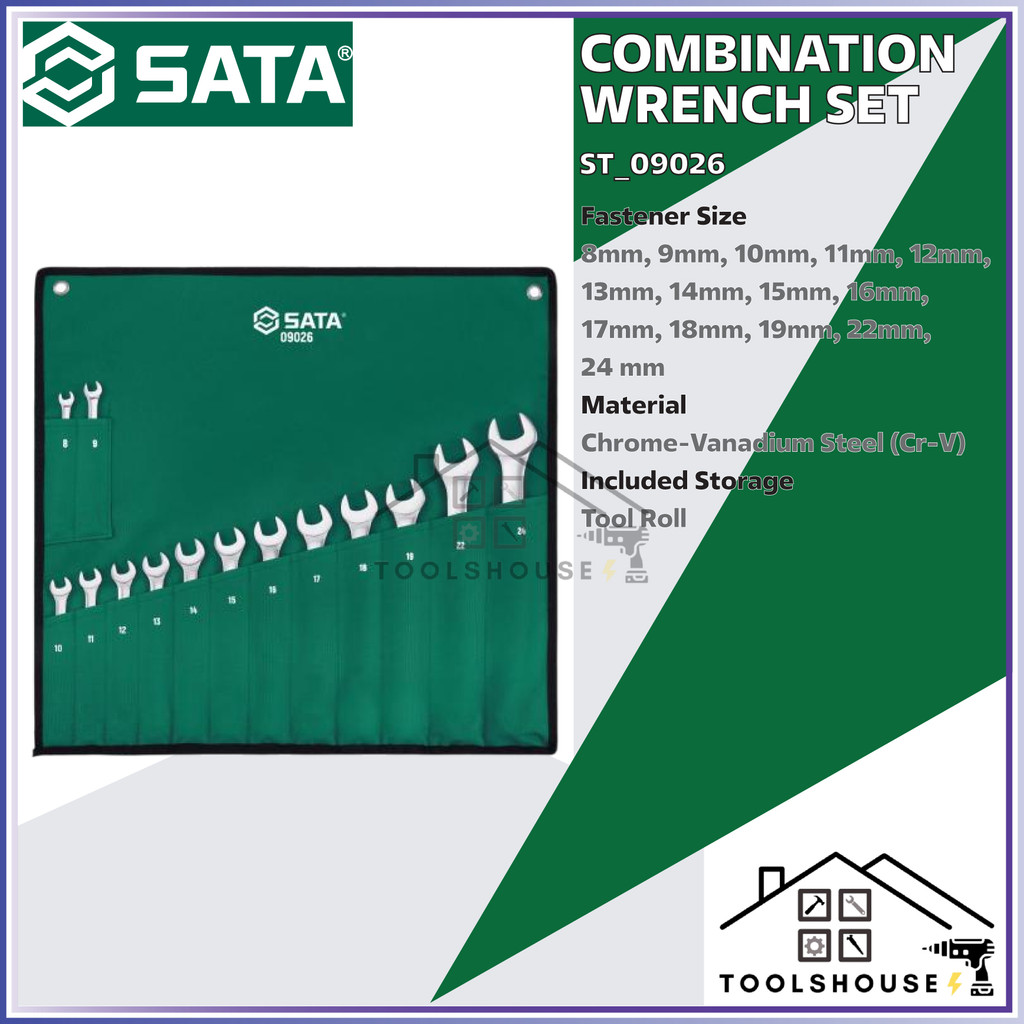 Sata 09026 Metric Combination Wrench Set 14pcs | Shopee Malaysia