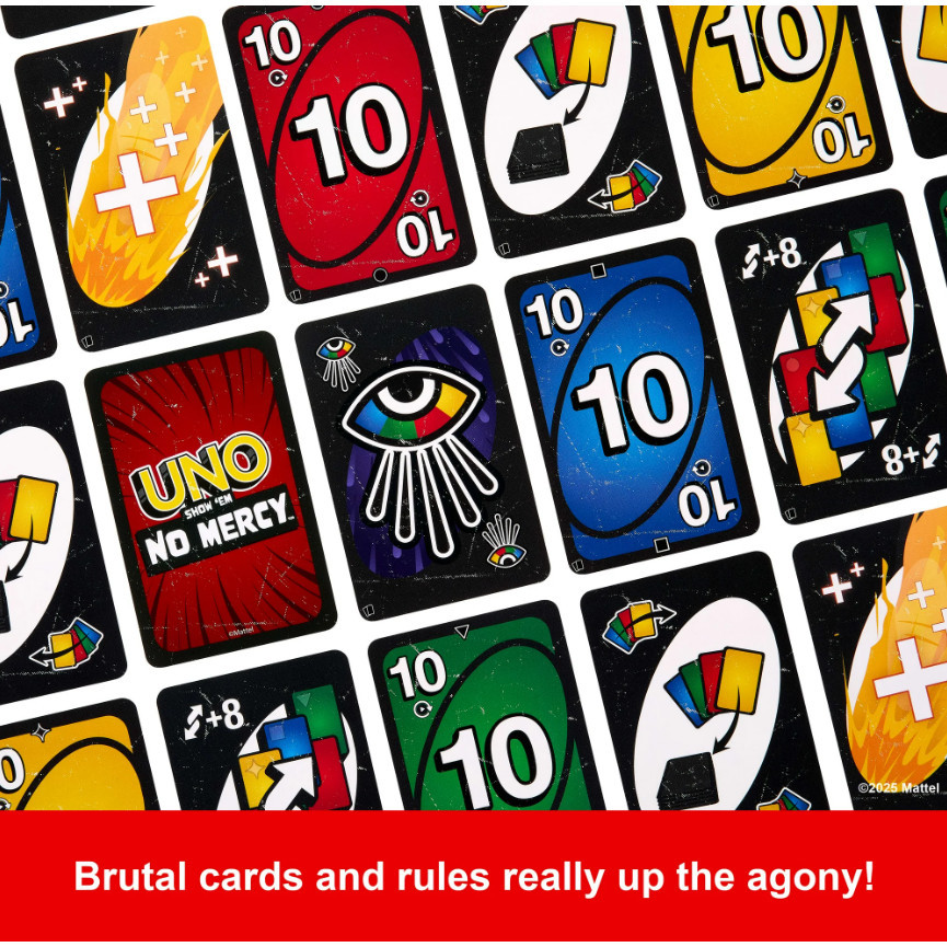 Card game UNO Show ’Em No Mercy Expansion Pack with Coins, Fast-Paced ...