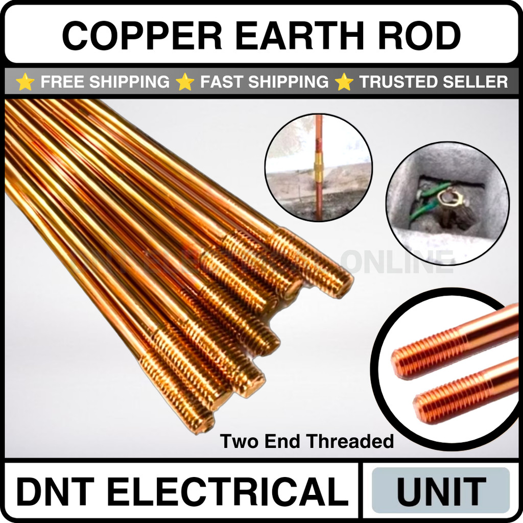 Earthing | Copper Rod 12mm (153cm / 5ft) – Rod Bumi Elektrik Tembaga ...