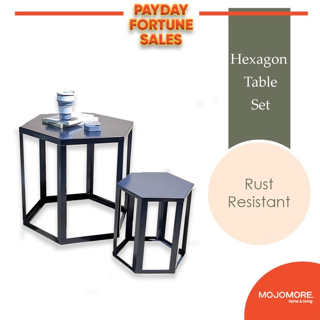 MOJOMORE Outdoor Metal Coffee Table Modern Meja Kopi Ruang Tamu Moden ...