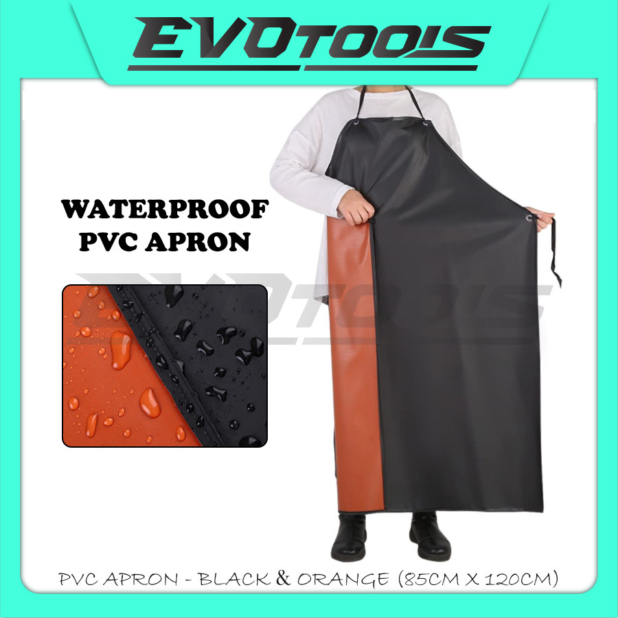 PVC APRON - BLACK & ORANGE (85CM X 120CM) /HEAVY DUTY PVC OIL PROOF ...