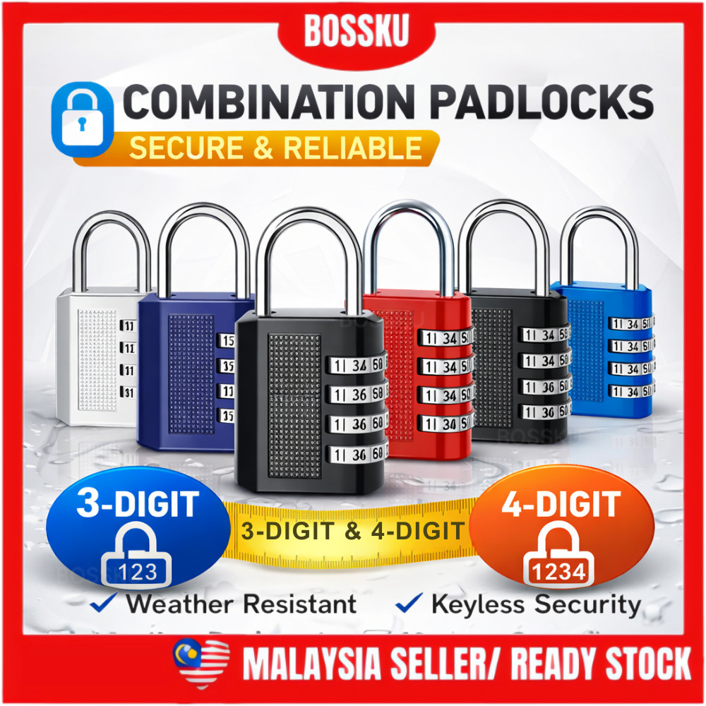 3/4 Digit Combination Travel Padlock Zinc Alloy Password High Security ...