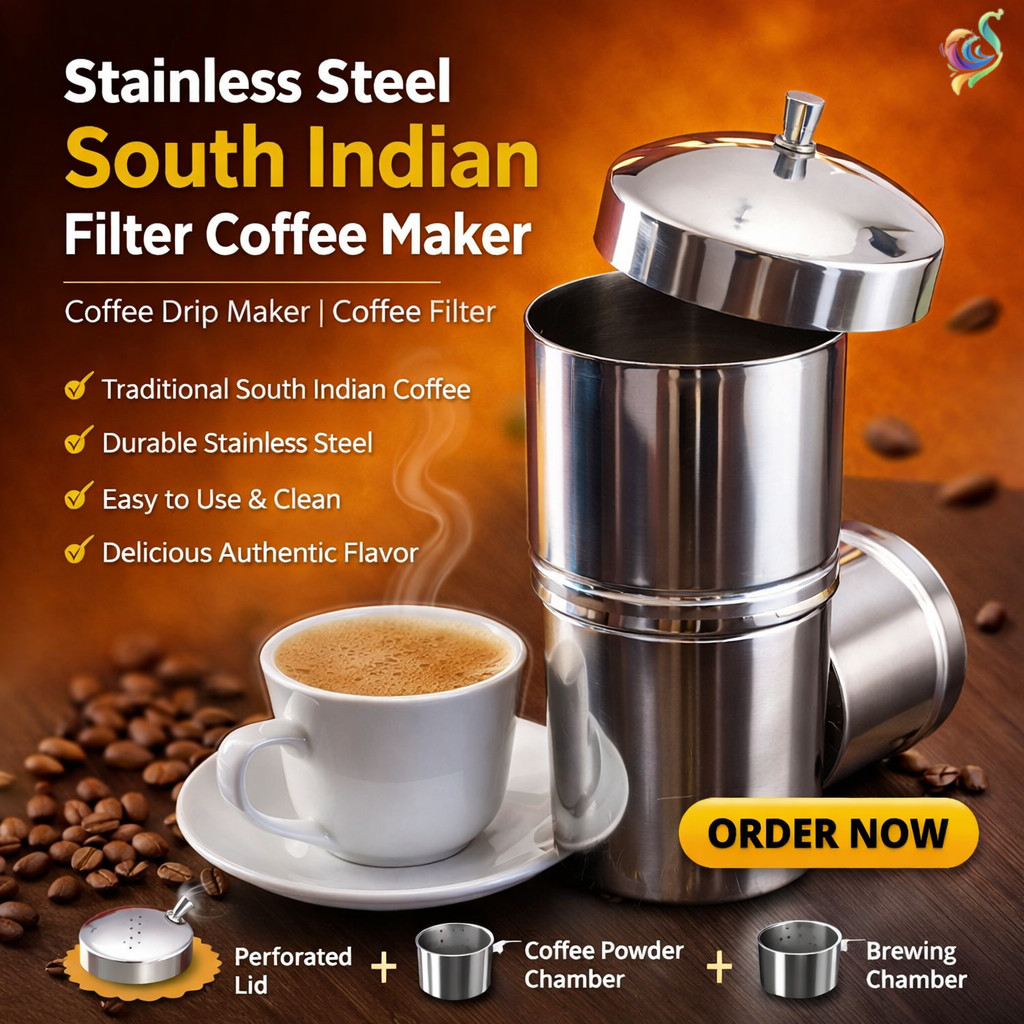 Stainless Steel South Indian Coffee Filter Maker Traditional Drip ...