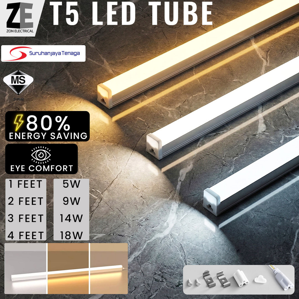 [SIRIM] Premium SOVER 3 Colour LED T5 Tube Light Lamp Bulb Set Celling ...