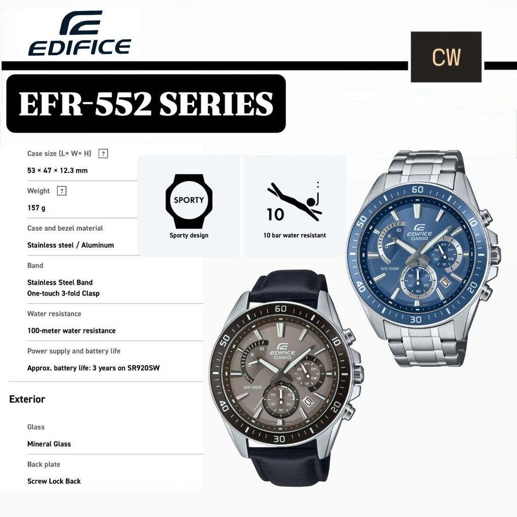 [ OFFICIAL CASIO WARRANTY ] EDIFICE EFR-552 SERIES STANDARD CHRONOGRAPH ...