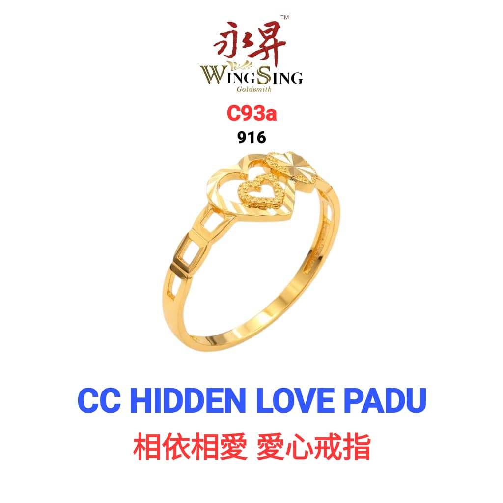 Wing Sing Cincin Love Triple Tulen Fesyen Emas 916 / 相依相爱爱心916黄金戒指 ...