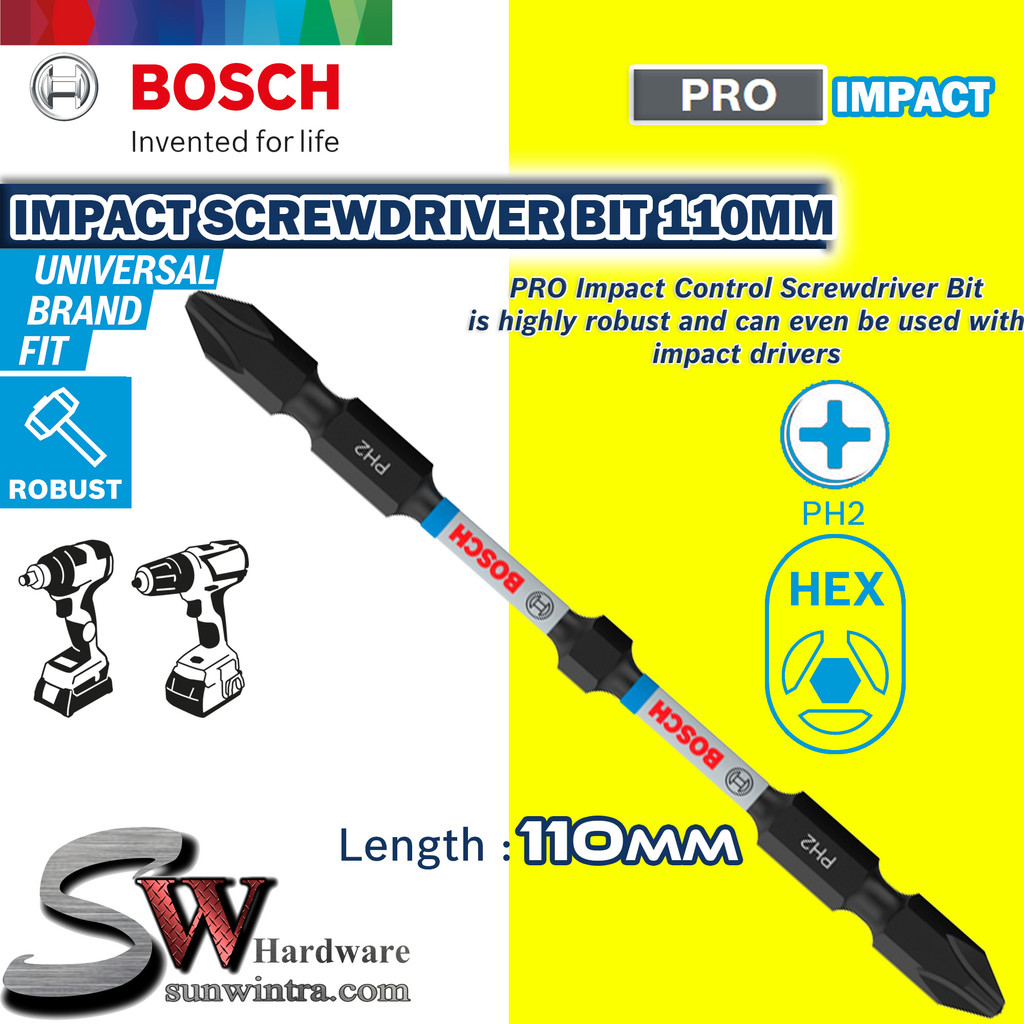 Bosch Impact Screwdriver Bit Double End Bit PH2 x 110MM #2608522406 ...