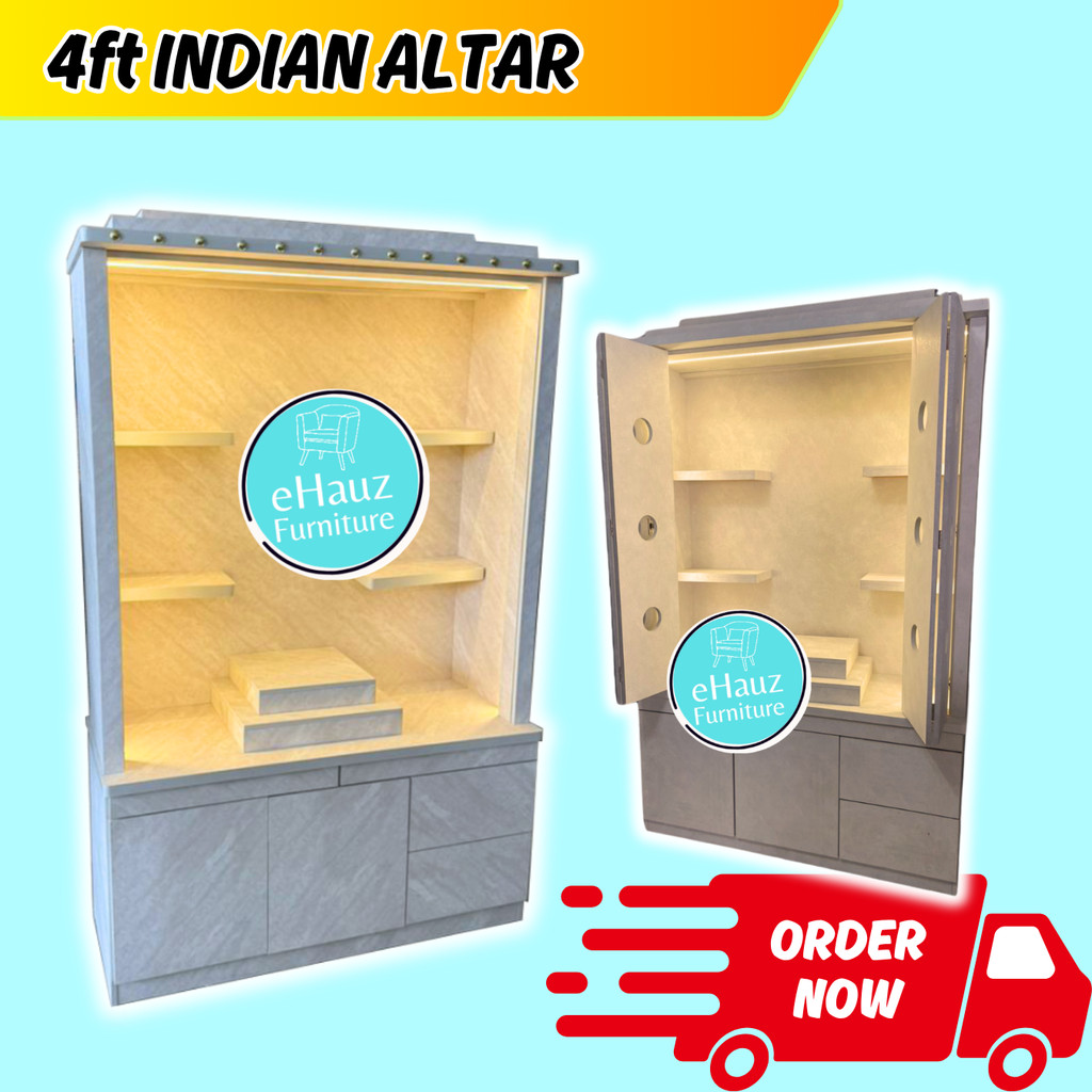 eHauz Elegant wooden 4FT Indian Prayer Altar- Almari Sembahyang Indian ...
