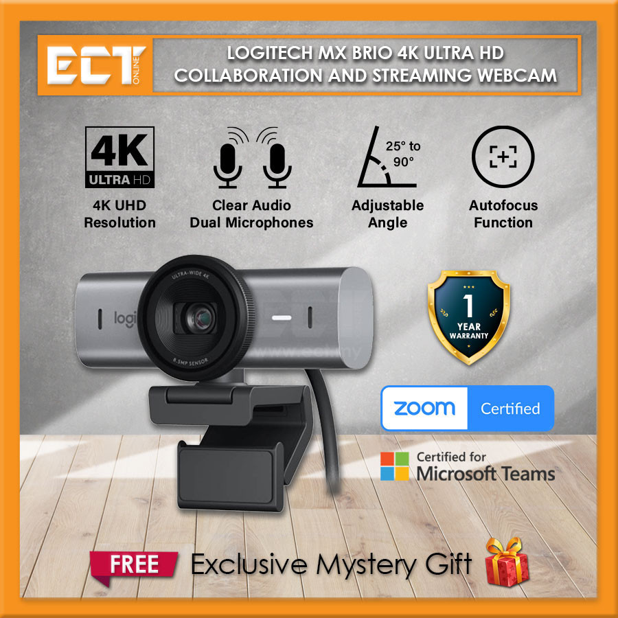 Logitech MX Brio 4K Ultra HD Collaboration and Streaming Webcam with AI ...