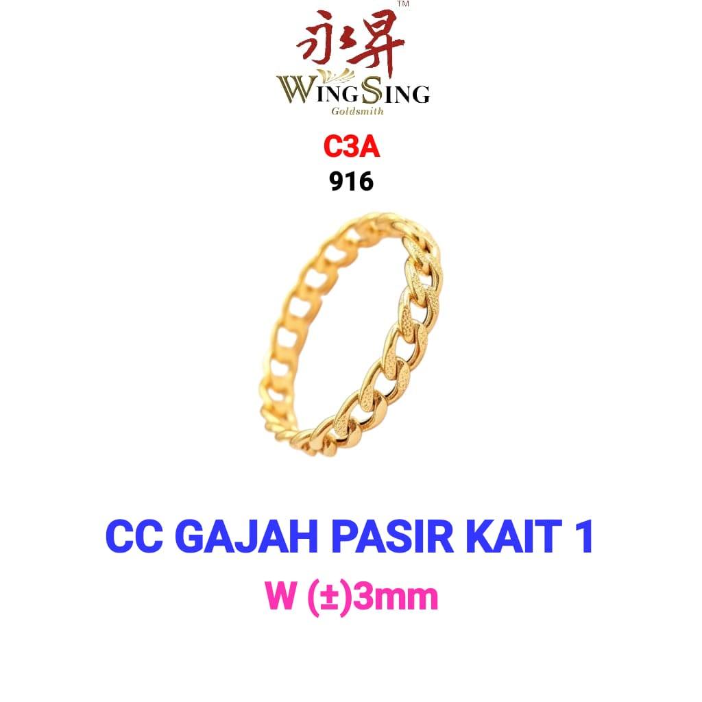 Wing Sing Cincin Gajah Pasir Kait Satu Tulen Bajet Fesyen Emas 916 916 ...