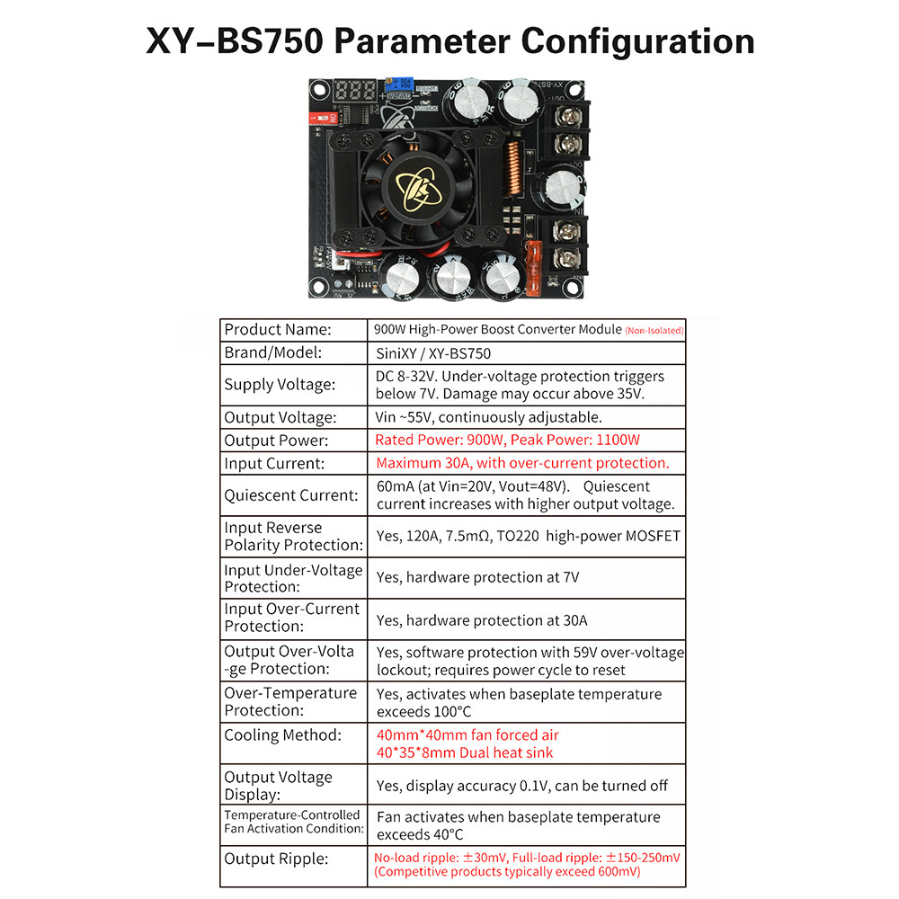DIYMORE 900W 1500W 3000W Adjustable Boost Module Full Power Output, Low ...