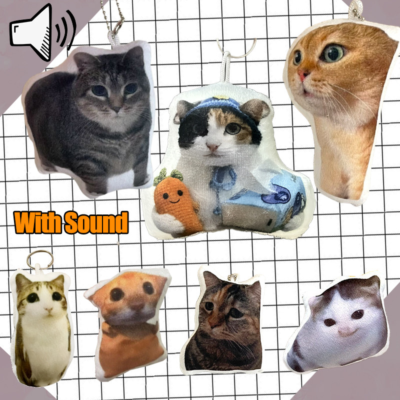 Cute Cat Meme Plush Toys Funny Emoji Cartoon Cat Memes Keychain Baba ...