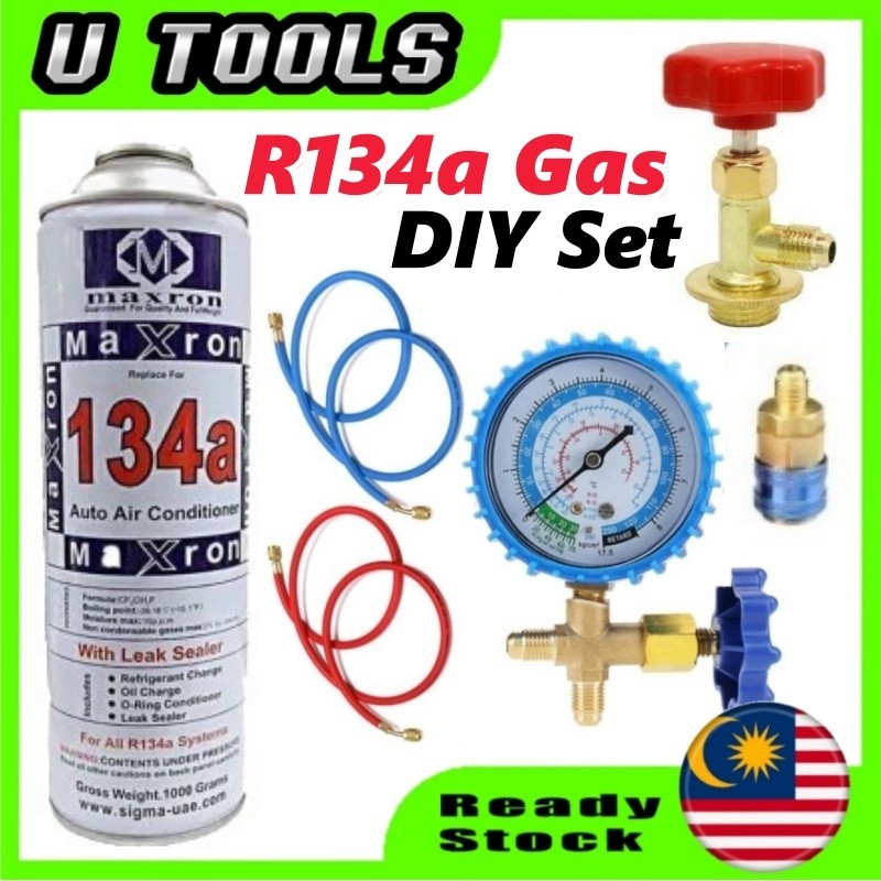 UTools Gas Aircond Kereta R134a Refrigerant Car Aircond Servis DIY SET ...