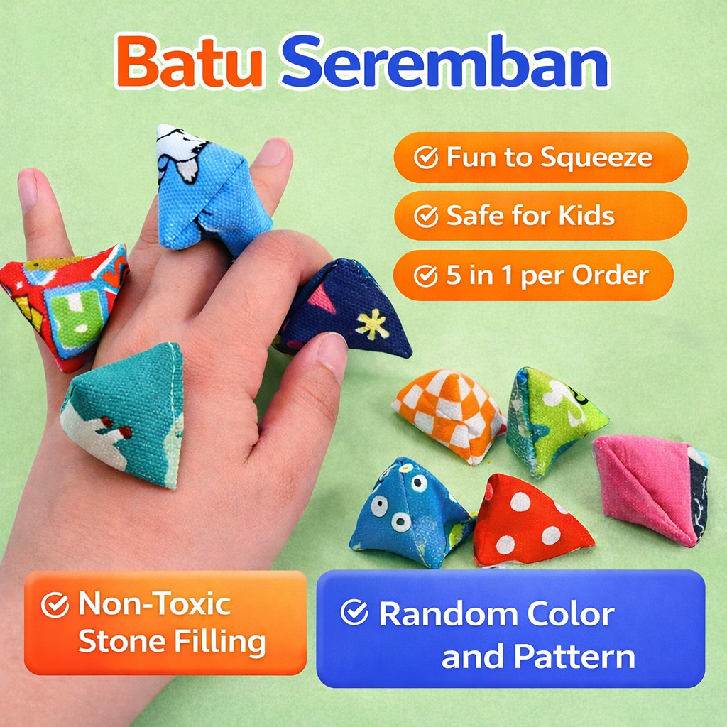 Bossku [5Pcs] Batu Seremban Traditional Games Batu Seremban Batik Stone ...