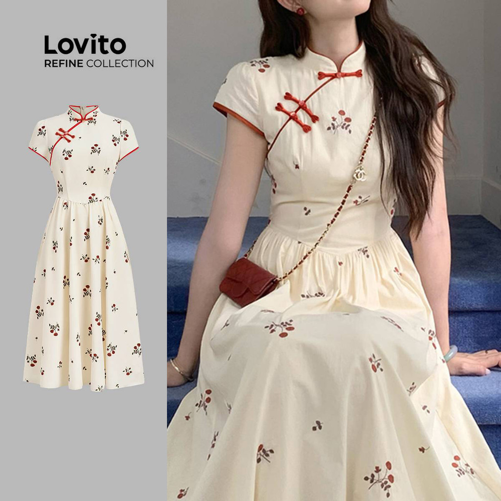 (Lovito Refine) Vintage Dress New Chinese Style Cheongsam Qipao ...