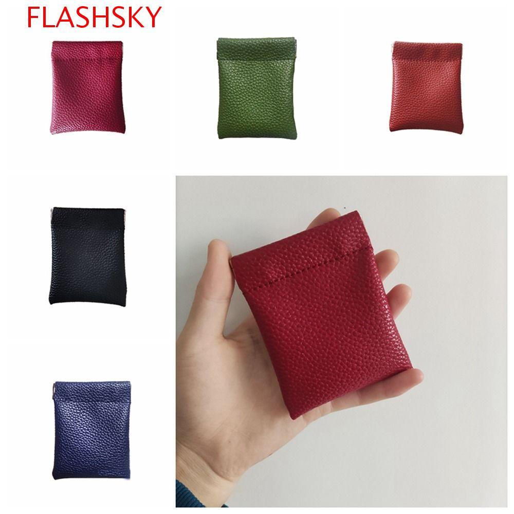 FLASHSKY Leather Makeup Coin Purse, Waterproof Self-closing Self ...