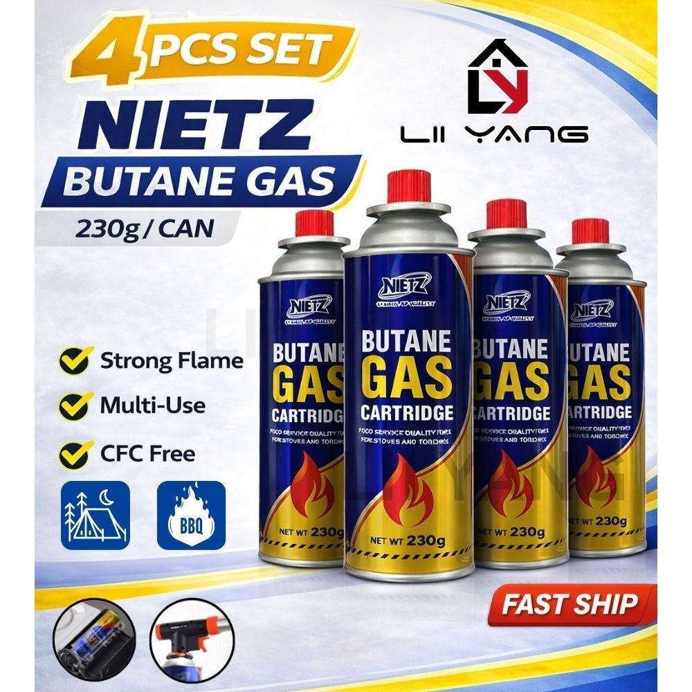 4pcs NIETZ Butane Gas Cartridge 230G Torch Refill Gas Tin Camping Gas ...
