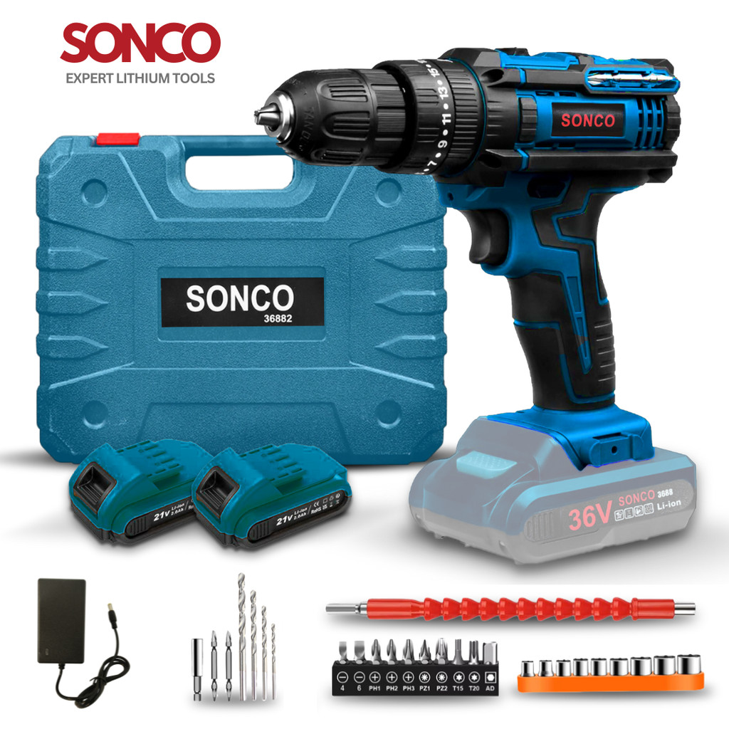 SONCO 88V/36V/24V/12V Cordless Impact drill hammer Screwdriver Portable ...