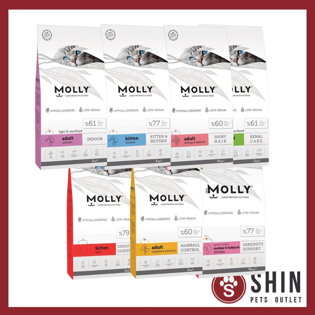 Molly Super Premium Cat Food 15kg- Hairball Control/Shiny Hair/Kit ...