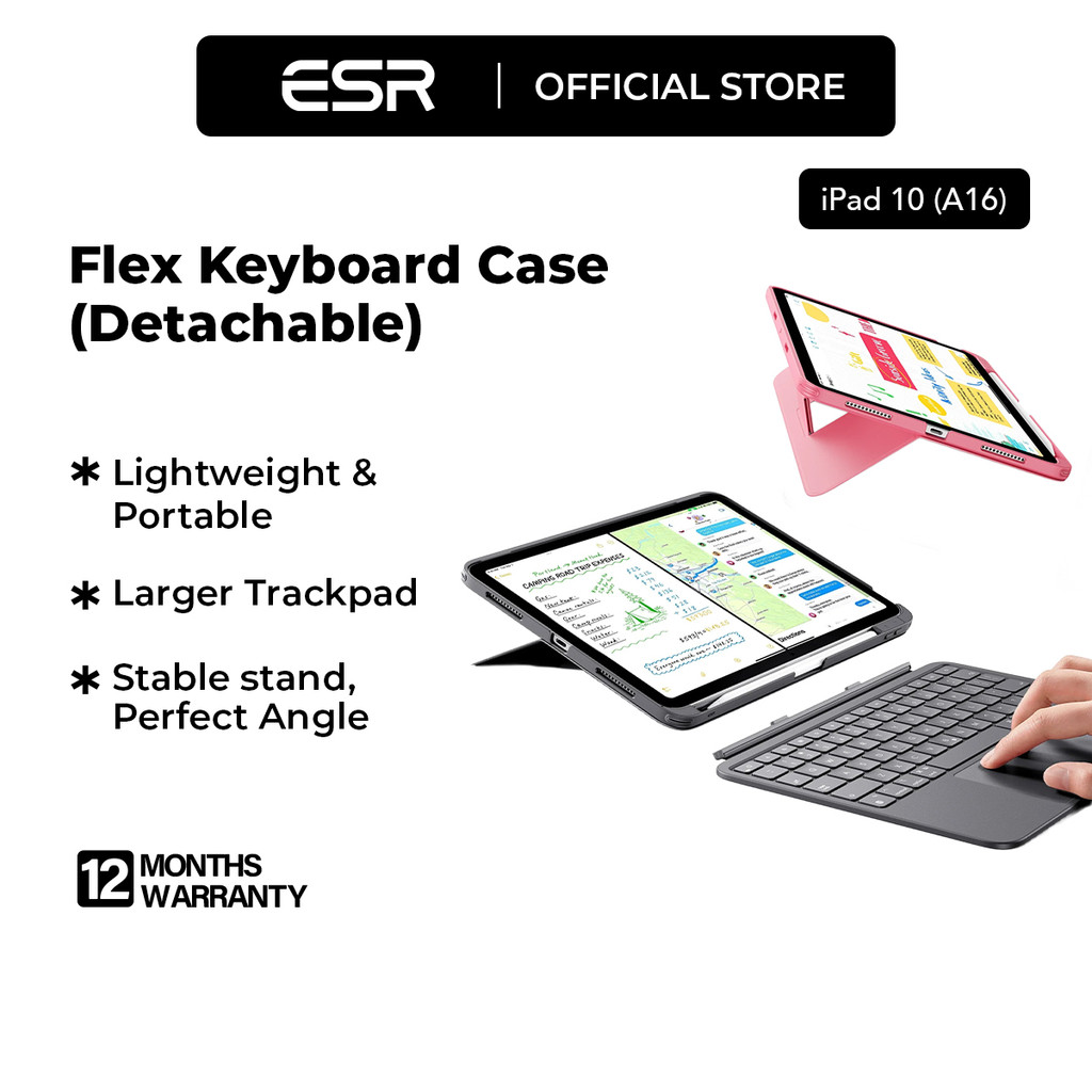ESR Flex Keyboard Case (Detachable), US Layout, Compatible with iPad ...
