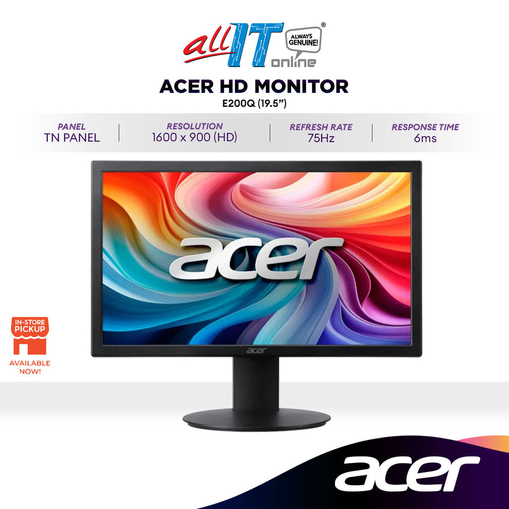 ACER E200Q 19.5" Office Monitor | TN | 75Hz | 6ms | Shopee Malaysia