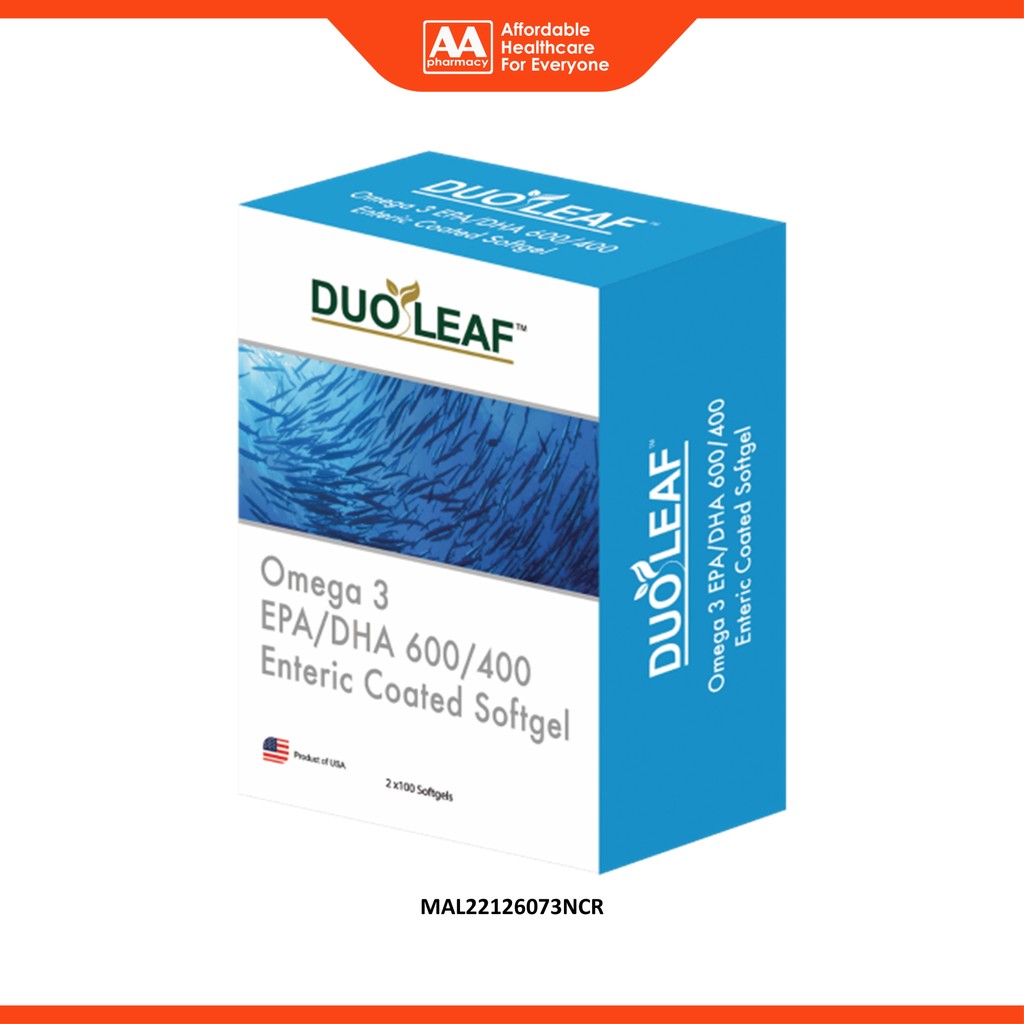 Duoleaf Omega 3 EPA/DHA 600/400 Enteric Coated Softgel 2x100's | Shopee ...