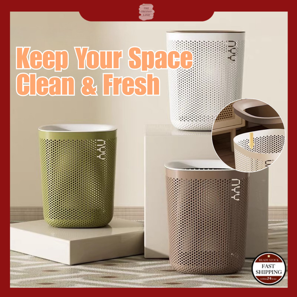 12L/18L Aesthetic Muji Dustbin Kitchen Anti Odor Trash Can Bedroom ...