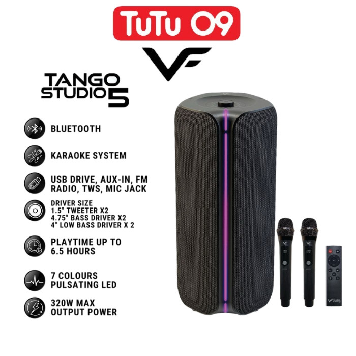 Vinnfier VF Tango Studio 5 Bluetoot Portable Speaker Karaoke 320W Bass ...