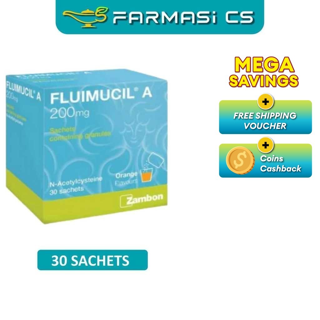Fluimucil A 200mg ( N-Acetylcysteine ) Orange Flavours 30 sachets EXP ...