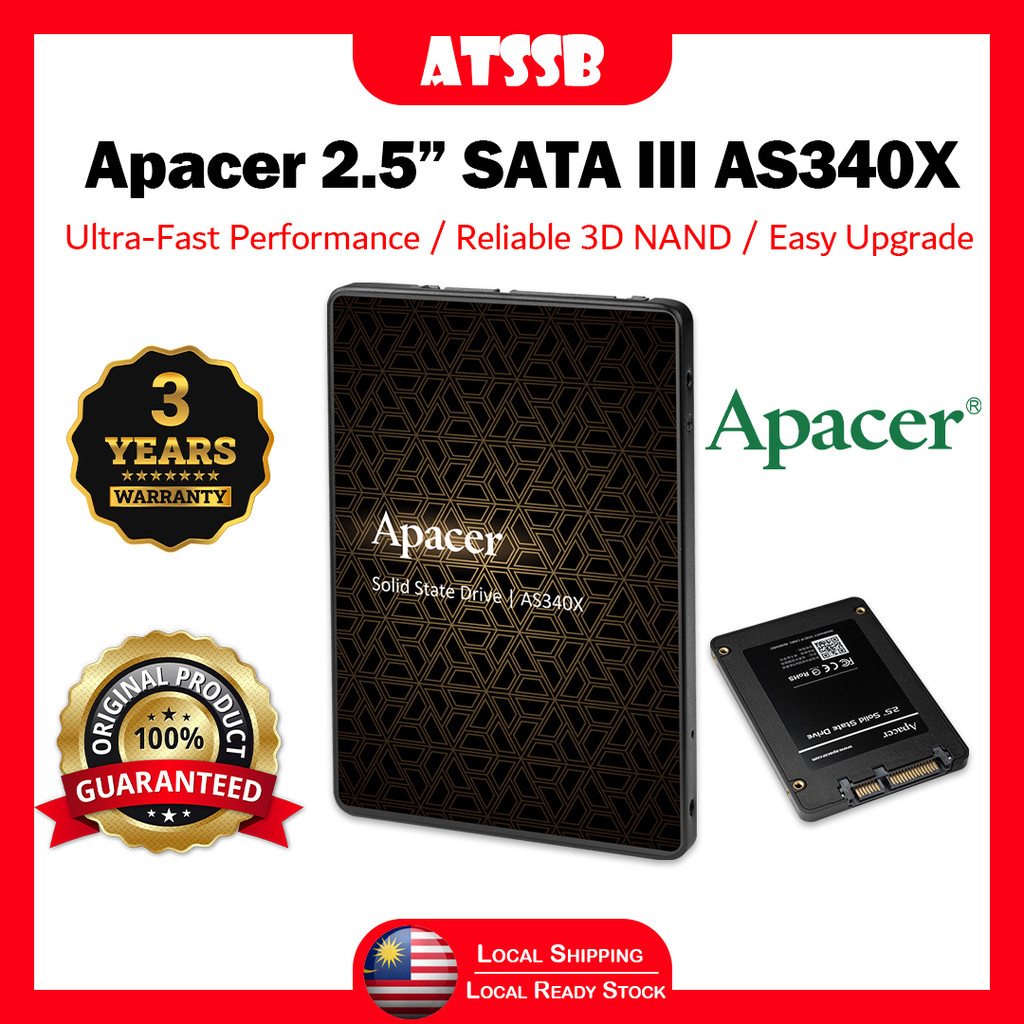 ATSSB APACER SSD AS340X AS350 120GB 240GB 256GB 480GB 512GB 960GB 2.5 ...