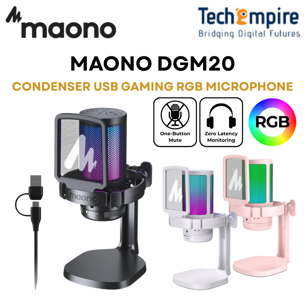 Maono DGM20 USB Microphone RGB Gaming Mic USB Condenser Mic Noise ...