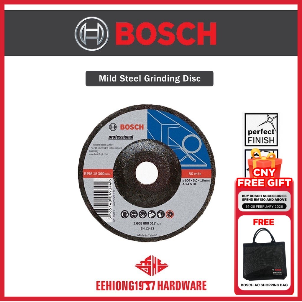 BOSCH 2608600017 4 Inch Mild Steel Grinding Disc Cakera Pengisaran ...