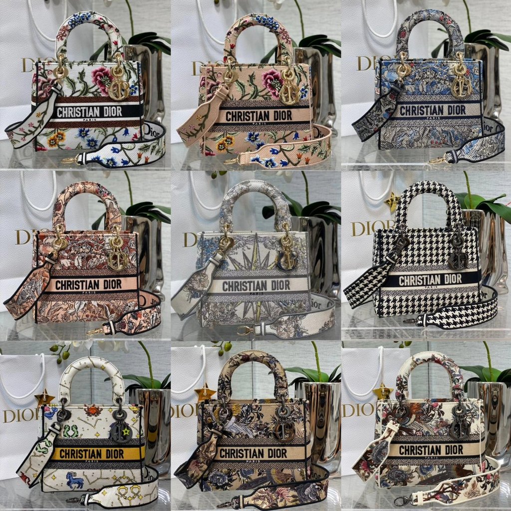 DIOR New Style Five-Grid Embroidered Tiger Five-Pointed Star Lady Diana ...