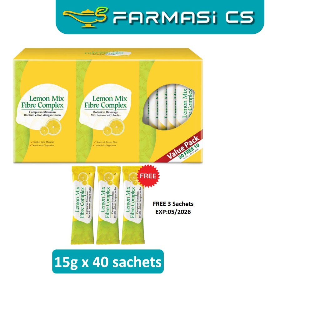 Beauxlim Lemon Mix Fibre Complex 15g x 40 Sachets EXP: 04/2027 FOC 3 ...