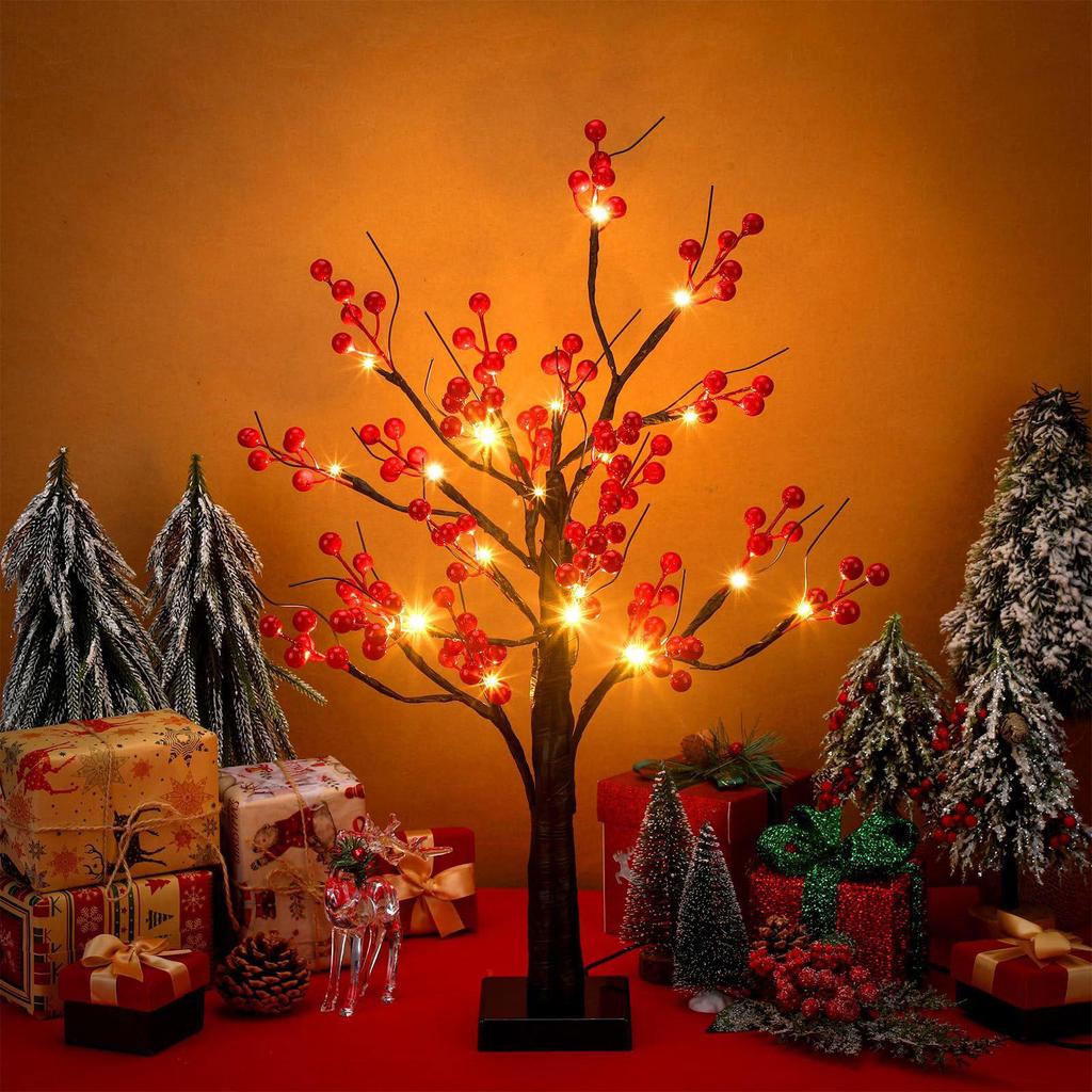 [iaywgg] Light up Artificial Red Tree,LED Nightlight Chinese New Year ...