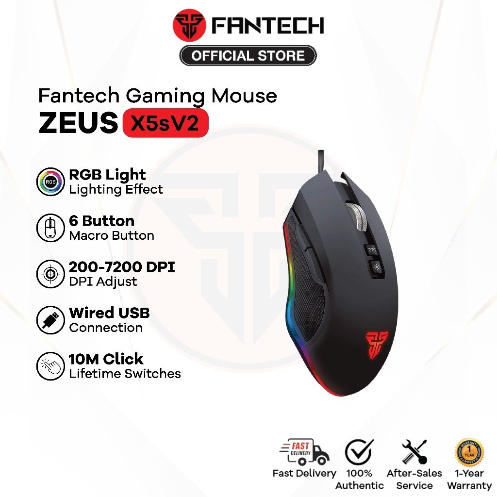 Fantech Zeus X5sV2 Macro Pro-Gaming Mouse | Gaming Optical Sensor ...