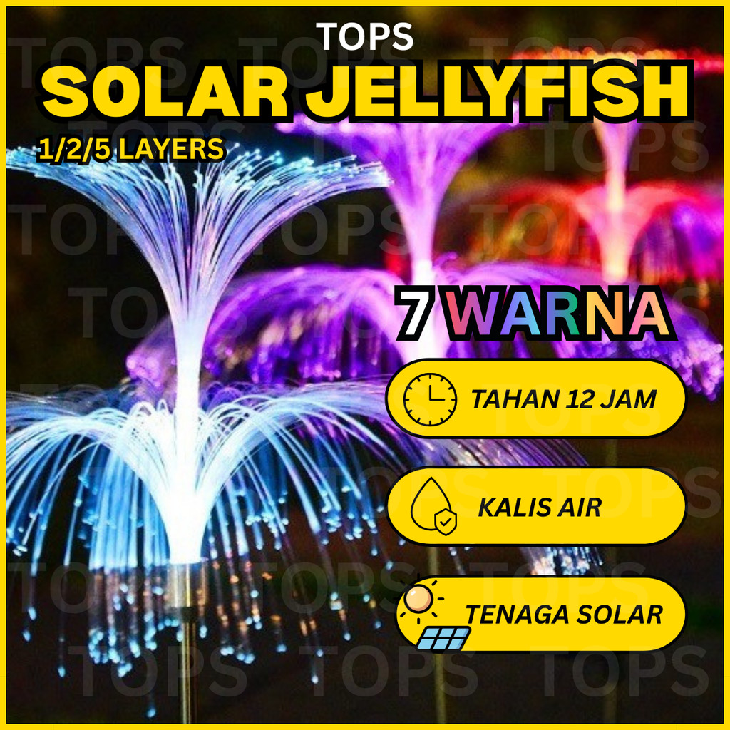 1|2|5 Layers 7Color Solar Jellyfish Obor Obor Garden Outdoor Waterproof ...