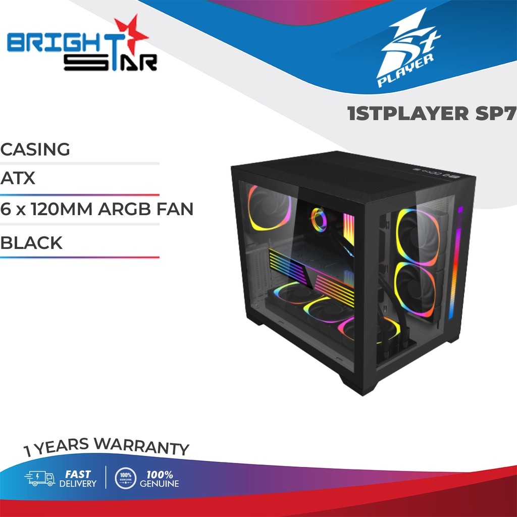1STPLAYER SP7 ATX PC Case - White/Black | Shopee Malaysia