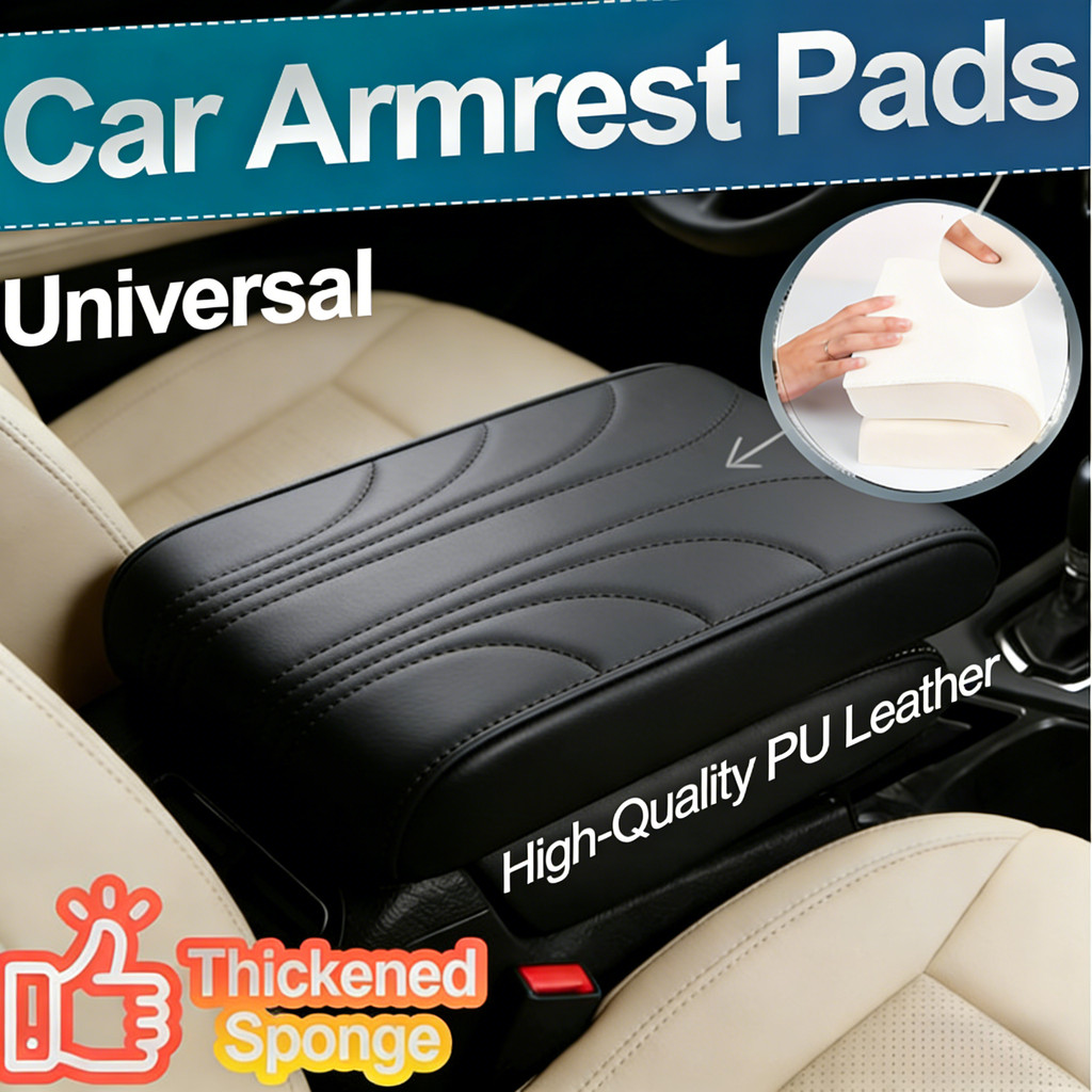 【Ship in MY】Leather Car Armrest Box Height Pad Memory Foam Car Armrest ...