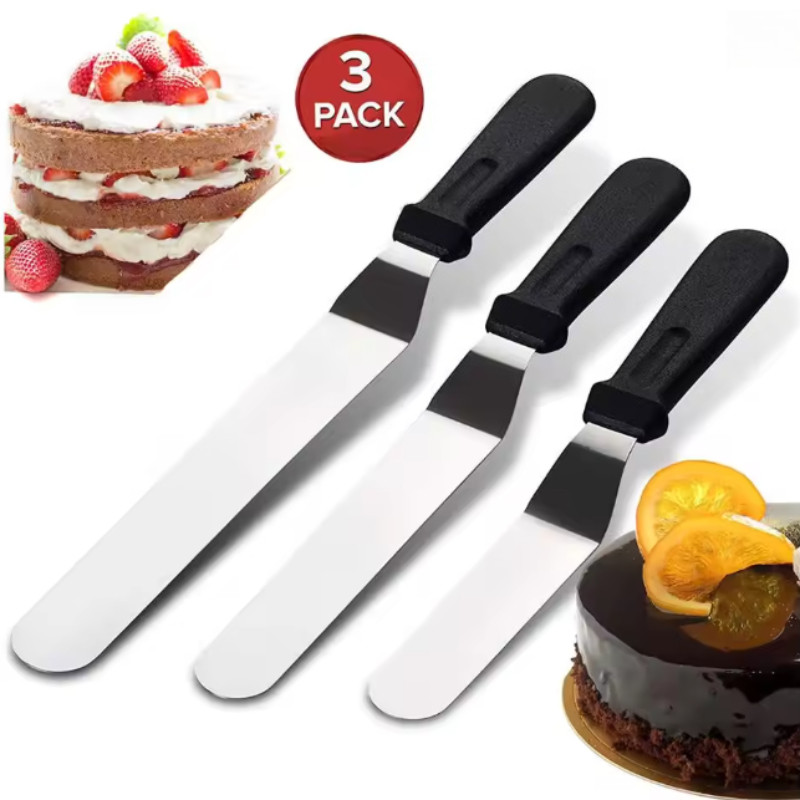3pcs 6/8/10inch Cake Decorating Angled Butter Cream Icing Spatula ...