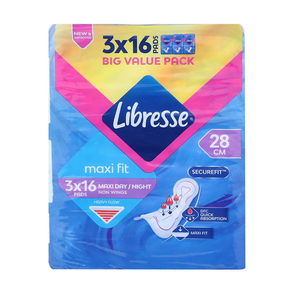 Libresse Maxi Day/Night Non Wings 28cm (3 x 16 pads) | Shopee Malaysia