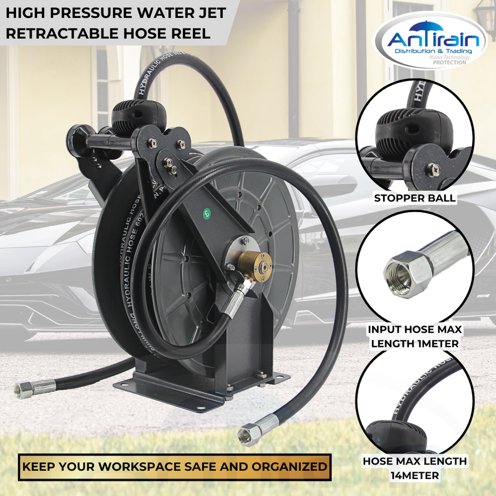 15M HIGH PRESSURE WATER JET RETRACTABLE HOSE REEL (AUTOMATIC REWIND CAR ...