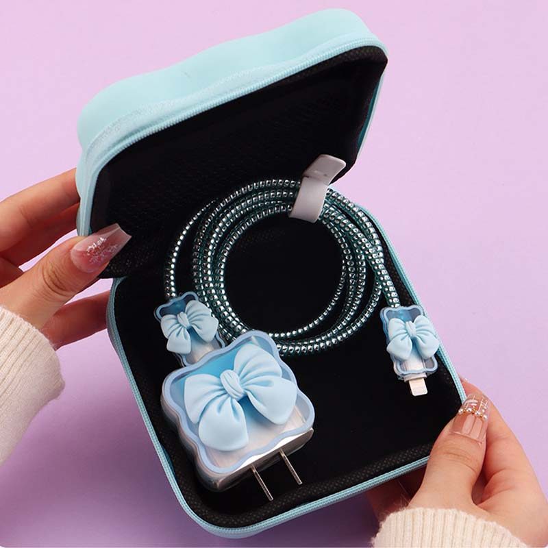 Portable Cute Bow Mini Storage Bag Travel Earphone Cable Charger Holder ...