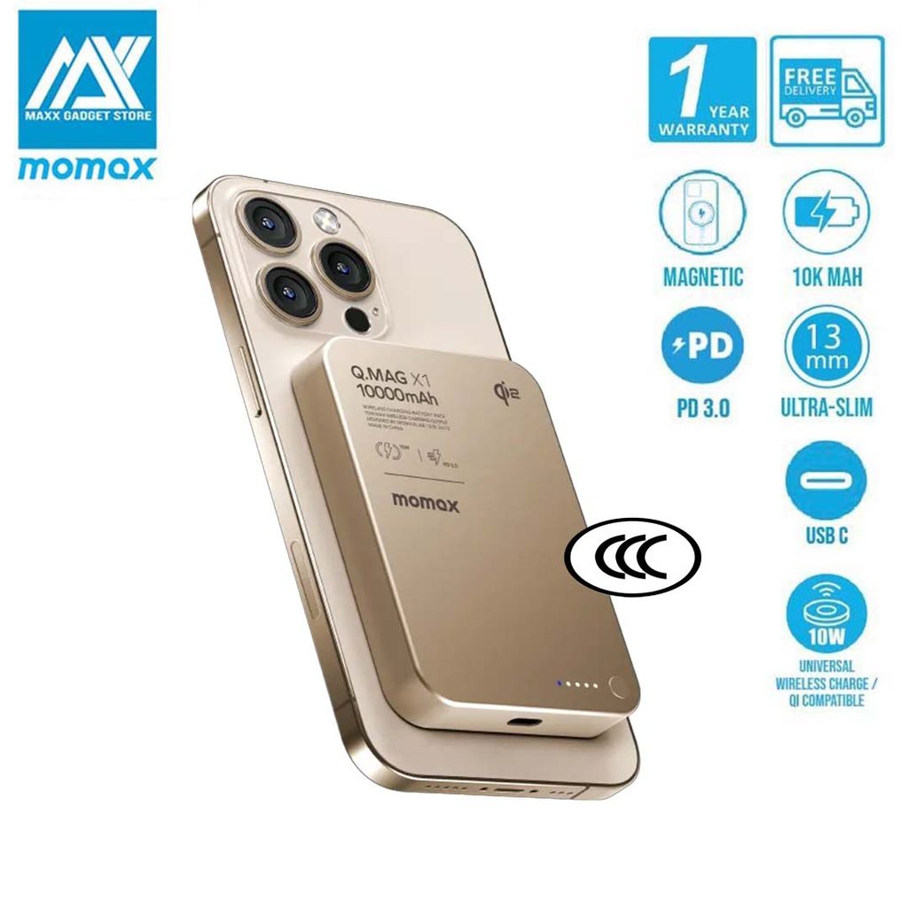 Momax IP117 Q.Mag X 10000mAh Magnetic Wireless 3C certified (CCC) Power ...