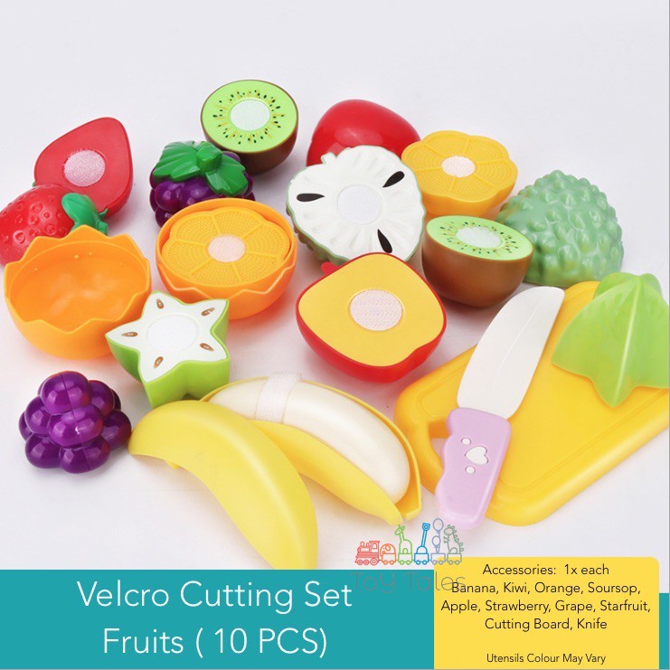 FOOD CUTTING TOY SET Velcro Fruit & Vegetables Game 🍭 Kitchen Pretend ...